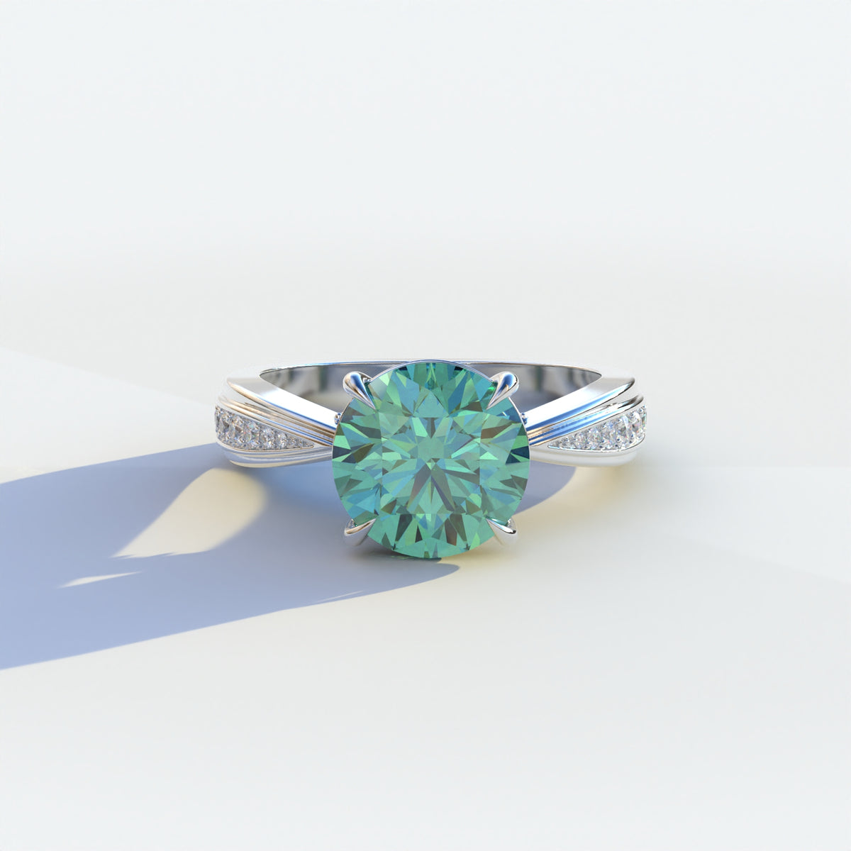 Je t’adore Green Lab Diamond Ring | Lab-Grown | Round Cut | V-Shank ...