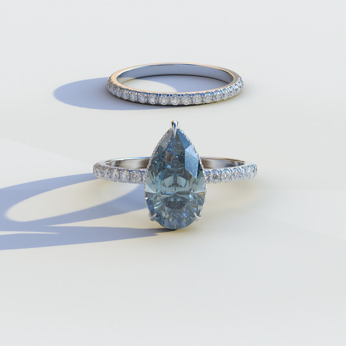Matrix Blue Pear Cut Diamond Ring Set - Unique Lab-Grown Beauty ...