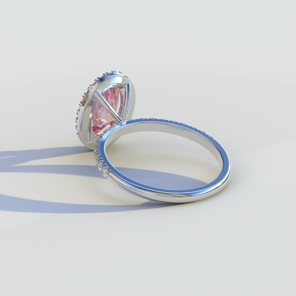 Annabella - Pink Color Oval Cut Diamond Ring | Halo & Pavé Setting Rin ...